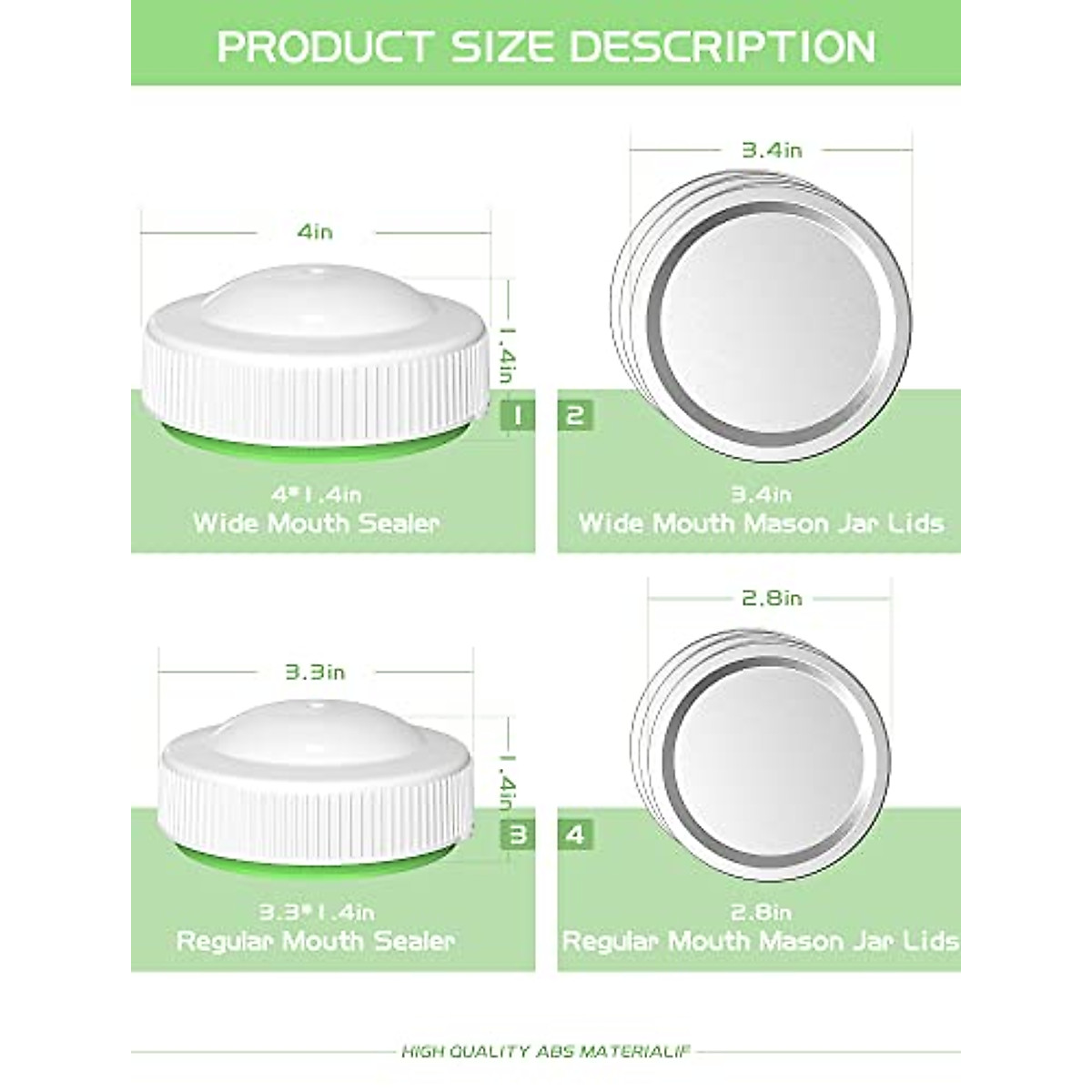 Hurrikane Mason Jar Vacuum Sealer Kit, Jar Sealer for Food Storage with Mason Jar Kit and Electric Vacuum Pump, Compatible with Foodsaver Vacuum Sealer Machine, Suitable for Regular and Wide Mouth Mason Jars