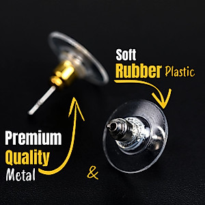 Mr. Pen- Bullet Clutch Earring Backs with Pad, 76 pcs, Gold & Silver, Rubber Earring Backings, Earring Backs for Studs, Earring Backs Replacements, Pierced Earring Backs, Earring Stoppers.
