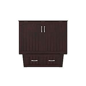 AFI, Nantucket Twin Murphy Bed Chest with Mattress, Storage Drawer and Built-In USB Charger, Espresso