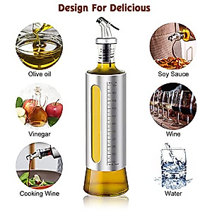 ZENG Oil Dispenser Bottle for Kitchen, Olive Oil and Vinegar Dispenser Bottle Set, Stainless Steel Oil Bottles Dispenser, Glass Oil Sauce Bottle Dispenser