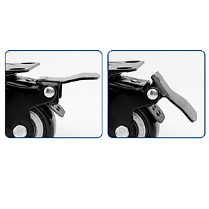 ULIFESTAR 4 PCS 1.5 inch Heavy Duty Caster Wheels Polyurethane PU Rubber Swivel Casters with Top Plate & Strong Bearing Total 400lb Quite Mute Non-Marking Locking Stem Casters Black (1.5'')