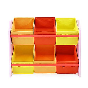 Bebe Style Premium Toddler Furniture Wooden Toy Storage Organizer Shelf with 6 Buns Crayon Theme Easy Assembly