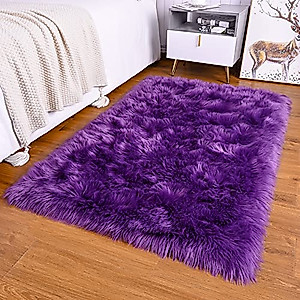 BENRON 3x5 Area Rug,Purple, Faux Sheepskin Rugs for Bedroom Living Room, Plush and Soft Carpets Door Mat Table Tops Sofa Covers Luxury Home Decor
