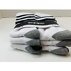 adidas Men's 6 Pair Crew Socks White Black Shoe Size 6-12