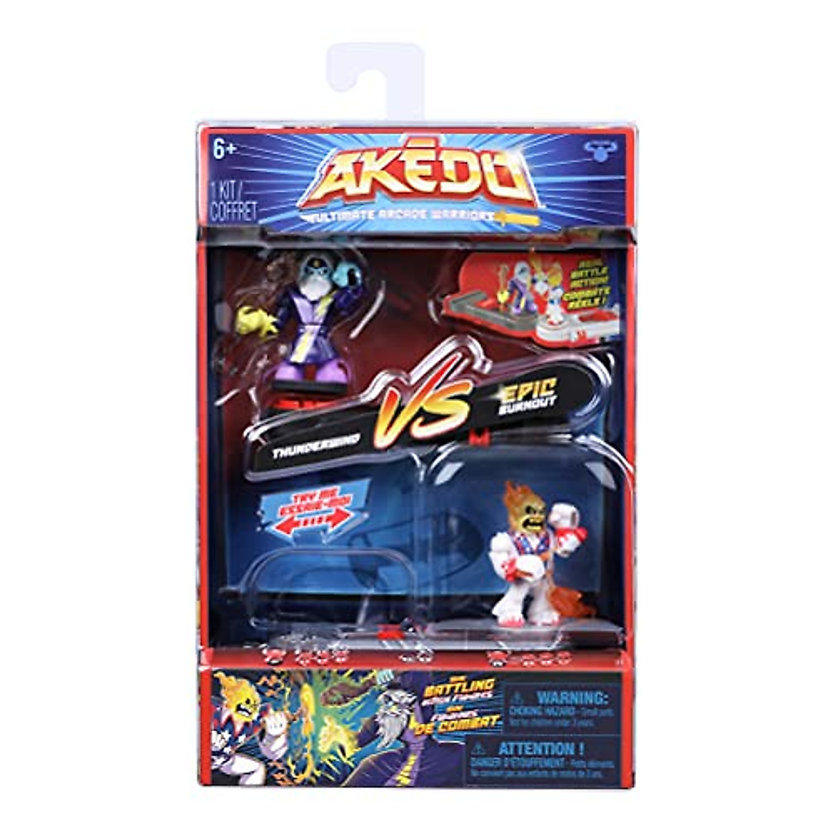 Akedo - Ultimate Arcade Warriors Versus Pack Thunderwind Vs Burnout Mini Battling Action Figures Ready, Fight, Split Strike
