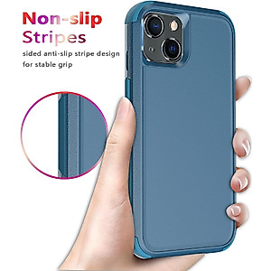 Diverbox for iPhone 13 Case [Shockproof] [Dropproof] [Tempered Glass Screen Protector + Camera Lens Protector],Heavy Duty Protection Phone Case Cover for Apple iPhone 13 (Blue)