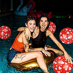 Jerify 9 Pieces Red Beach Ball 12 Inch Heart Beach Balls Pool Toys Inflatable PVC Ball Swimming Pool Balls Pool and Water Games Summer Beach Pool Party Supplies