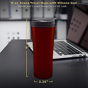 DISCOUNT PROMOS 16 oz. Asana Travel Mugs with Silicone Seal - 6 Pack - Red