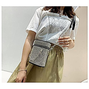 HappyERA Bling Rhinestone Cell Phone Purse Evening Handbag Wallet Crossbody Clutch Bag - Silver
