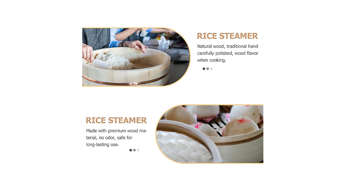 BESTonZON Handmade Wooden Rice Steamer Bucket for Easy Cooking