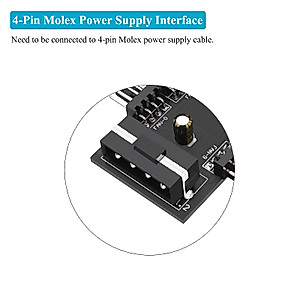 Fancasee 4-Pin PWM Fan Power Supply Cable 1 to 10 Way Splitter Hub 4 Pin Molex Powered PC Case Motherboard Fan Power Extension Cable Cord for ATX Computer Case 4-Pin and 3-Pin Cooling Fans