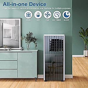 IAGREEA Portable Air Conditioner 10,000 BTU, Portable AC Unit for Rooms up to 400 Sq.Ft with Dehumidifier, Fan Modes, Auto Cooling & 24 Hour Timer, Window Mount Exhaust Kit-1130W