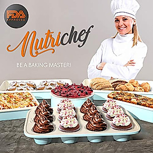 Nutrichef 6-Pcs Kitchen Oven Baking Pans Non-Stick Sheets Set, Attractive Green Pans & White Inside, Quality Kitchenware for Cooking & Baking Cake