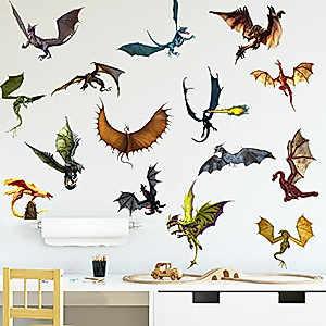 WOYINIS 3D Fantasy Dragon Wall Decal Peel & Stick Dragon Flying Wall Stickers Removable Vinyl Wall Art Decor for Kids Living Room Classroom Nursery Decoration