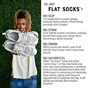 FLAT SOCKS No Show Socks, Sockless Shoe Liner, No Slipping, No Stinking, Washable Barefoot Shoe Insert for Men and Women, Sand, Large