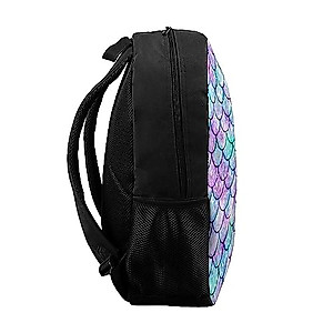 Mermaid Scales Travel Backpack Casual 17 Inch Large Daypack Shoulder Bag with Adjustable Shoulder Straps