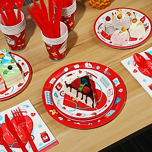 175pcs Nurse Graduation Nurses Week Plates Napkins Set,Thank You Nurse Disposable Party Supplies set, Include Plate, Napkin, Cup, Knife, Fork and Spoon for Nurse Party Decorations, Serve 25 Guest