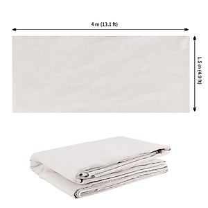 JAPCHET 59 x 157 Inches/ 4 Yards Natural Linen Needlework Fabric, Pure Linen Embroidery Fabric Cloth by The Yard for Needlework, Crafts, Bags, Garments, Tablecloths