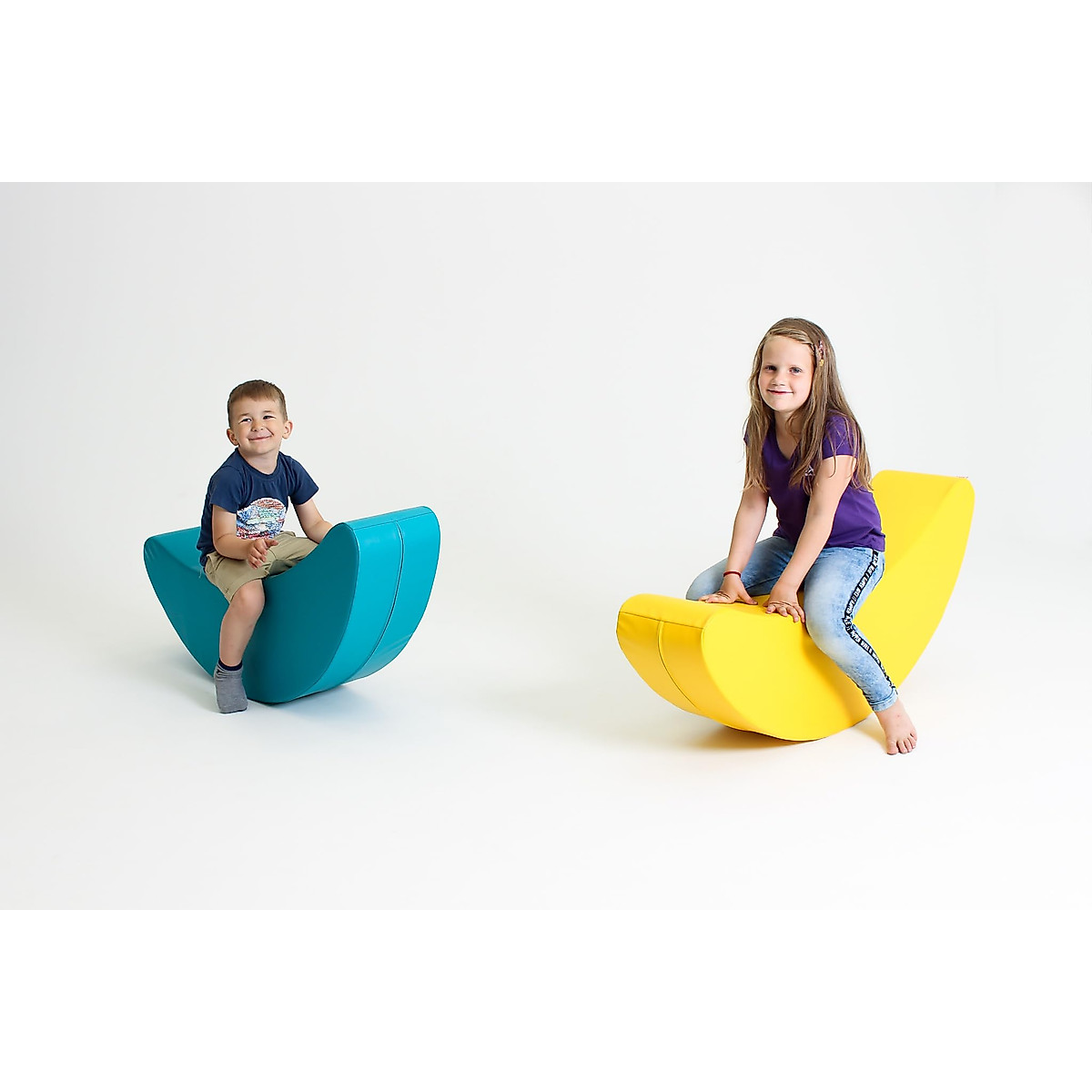 IGLU Soft Play Rocker Banana Shape Large Rocking Horse Hobby Toy for Kids Age 1-7 Montessori Open Ended Play (Yellow)