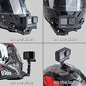 SUREWO Motorcycle Helmet Chin Mount Kits Compatible with GoPro Hero 11 10 9 8 7 6 5 Black,DJI Osmo Action 3/2/AKASO/Campark/YI Action Camera,Insta360 Camera and More