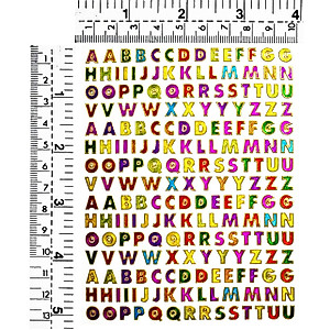 Stickers Glitter Pack 10 Sheets Cute Alphabet Letter A to Z Cartoon Stickers Label for Kids and Teachers Label Art Decal Craft Scrapbook Book Album Diary Card Birthday School Supplies (12)