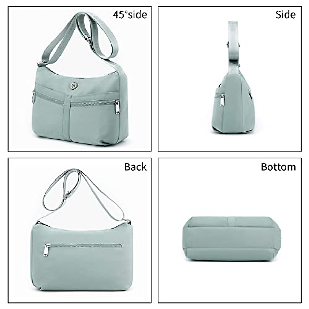 Oichy Crossbody Bags for Women Waterproof Shoulder Bag Casual Nylon Purse Ladies Lightweight Travel Handbag (Blue)