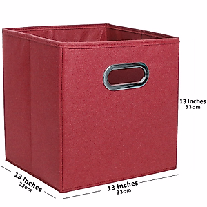 MILILOVE 4Pcs Felt Storage Basket 13x13x13 inch Cube, Fabric Cloth Storage Bin, Collapsible Organizer Basket with Metal Handle for Cloth Toys Underwears Bedroom Playroom Office