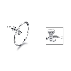 EleQueen 925 Sterling Silver CZ Initial Letter J Ring for Women Girls, Adjustable Stackable Ring for Engagement Wedding