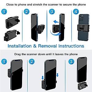 Eyoyo 2D QR Bluetooth Barcode Scanner, Mini Wireless Back Clip-on Phone Bar Code Scanner for 1D QR PDF417 Data Matrix Code Reader, Work with iPhone, Android, iOS for Warehouse Library Book Inventory