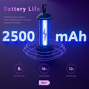 Cordless Bug Zapper Outdoor & Fly Zapper Indoor & Wireless Mosquito Zapper Portable Camping Bug Zapper Fly Trap 2500mAh Electric Ideal for Traps (Black)