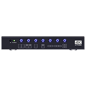ISEEVY 4K UHD Video Wall Controller 2x2 1x2 2x1 TV Wall Processor Support 3840x2160@30 HDMI Input for 4 TV Splicing Display