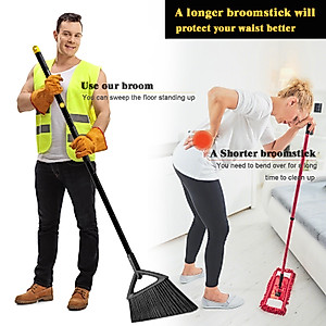 PUTNATRUE Heavy Duty Broom Outdoor and Indoor,Upgraded Commercial Broom Angle Brooms for Sweeping Indoor/Outdoor,Perfect House Kitchen Broom Garage Broom and Black Broom of Courtyard Restaurant