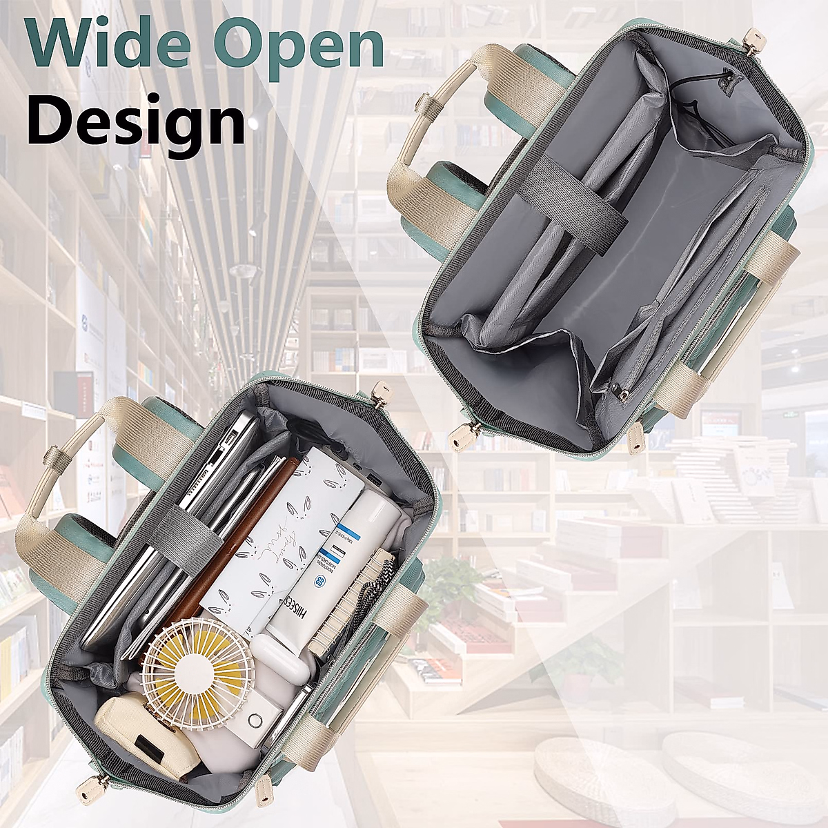 Laptop Backpack for Women,Doctor Teacher College School Student Work Shoulder Purse Bag,Travel Airline Approved Backpack for 15.6 Inch,Large Wide Open RFID Anti Theft USB Charging Port Bookbag