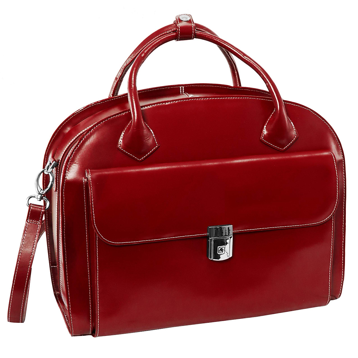 McKlein W Series Laptop Rolling Briefcase, Red Leather (94366)