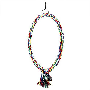Bird Rope Swing, Cotton Bird Circle Ring Rope Perch Stand Swing Chewing Toy Birdcage Decoration Accessory for African Grey Budgie Parakeet Cockatiel Cockatoo(S)