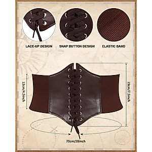 Jiuguva Women's Renaissance Corset Waist Belt Medieval Viking Belt Medieval Leather Belt Pouch Costume Accessories