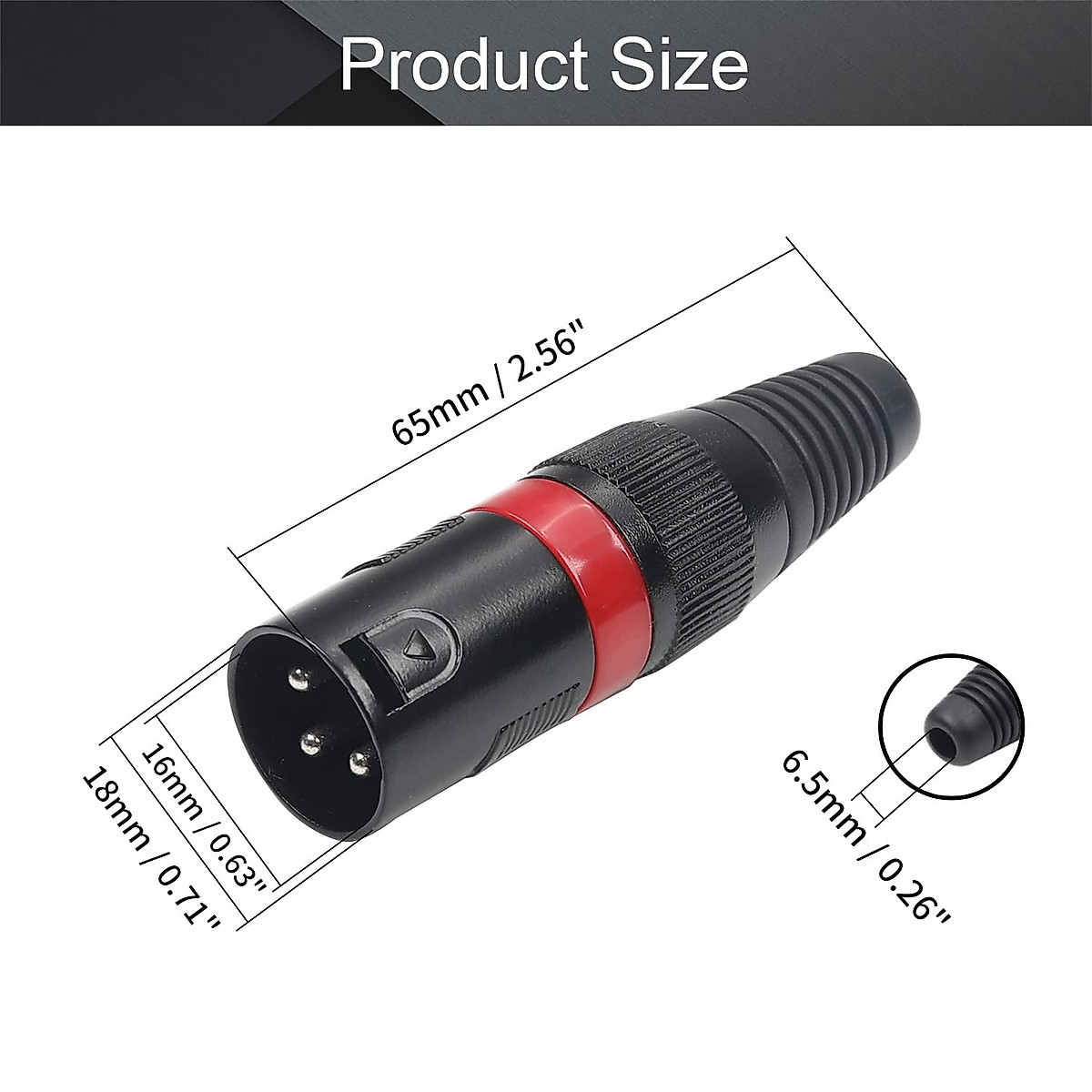 Fielect XLR Male Connector Adapter Microphone Cable Plug Connector Mic Audio Socket LY-KNT011 3-Pin 2pcs