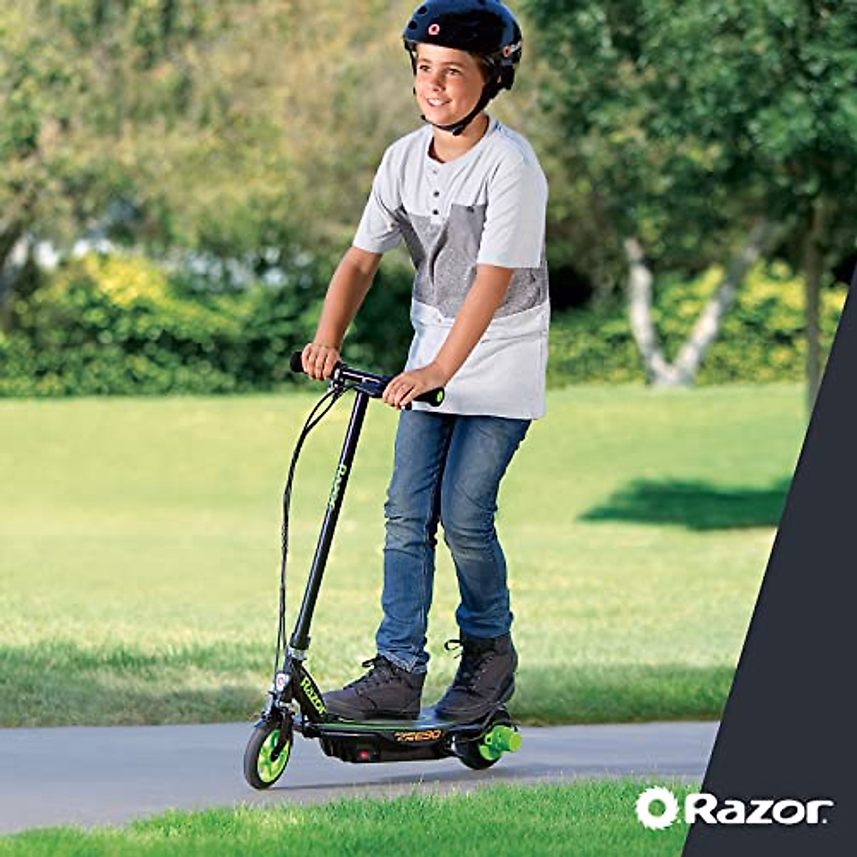 Razor Power Core E90 Electric Scooter with hub motor, push-button throttle, for kids 8+