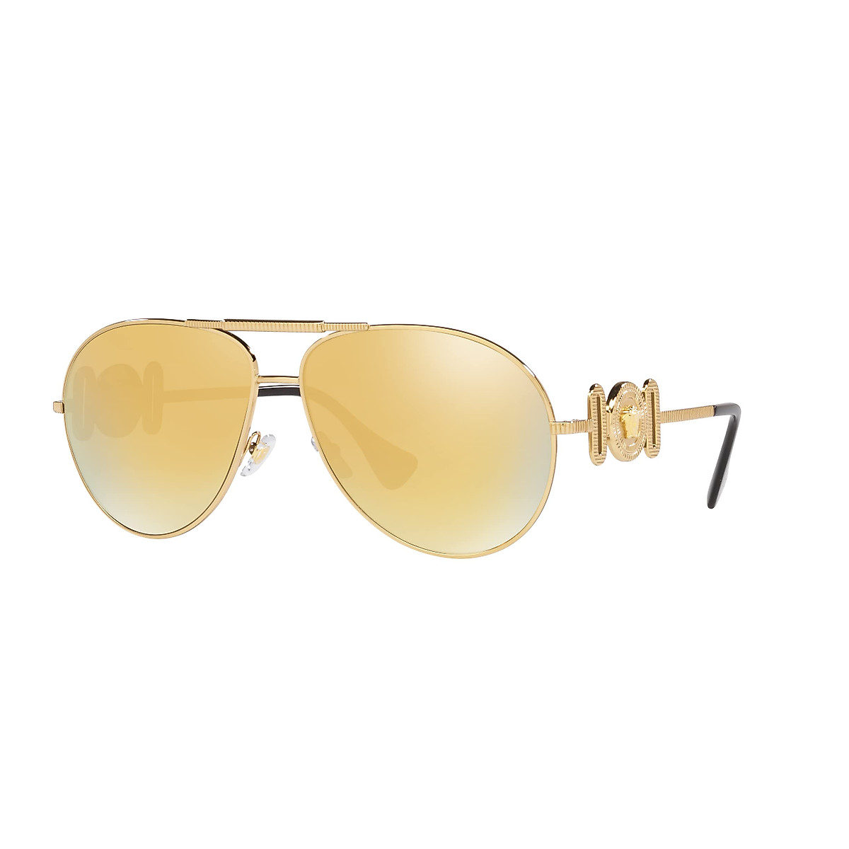 Versace Unisex Sunglasses Gold Frame, Brown Mirror Gold Lenses, 65MM