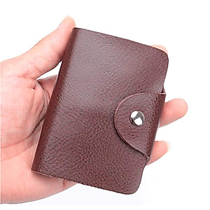 K Y KANGYUN Unisex Small Leather Credit Card Holder - 2 Pack (Redk&Brown)…