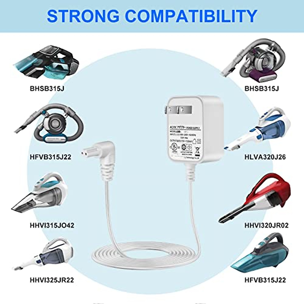 TEVSINPO 15V Charger for Black and Decker 90627870 Dusbuster Handheld Vacuum HHVI315JO42 HFVB315J22 HHVI320JR02 HFVB320J27 Vacuum Spillbuster 90629039 S003AQU1500015 Power Cord