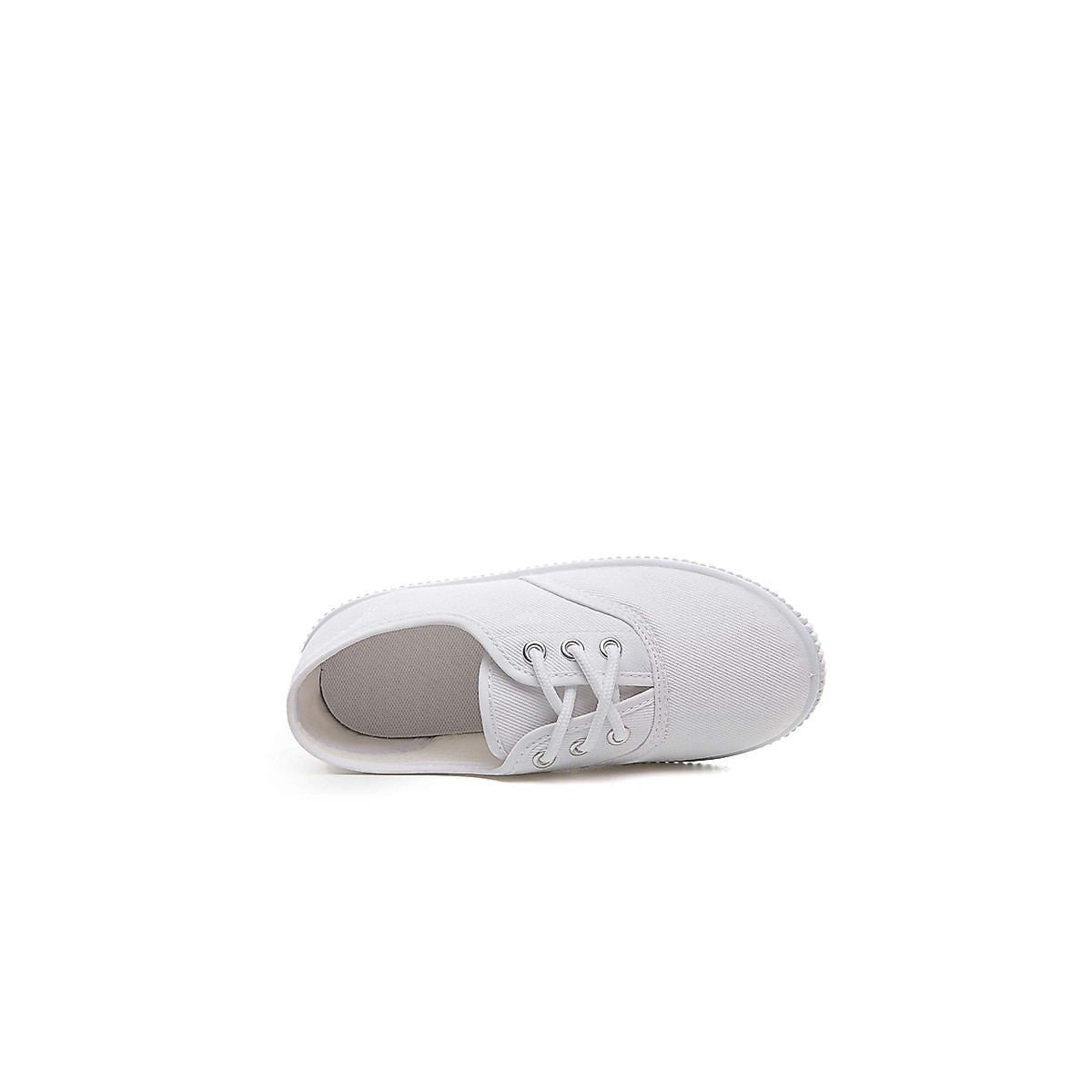 JGKDTX Boy's Girl's Lace up Sneakers Unisex White Canvas Shoes(Toddler/Little Kid) (2 M US Little Kid, White)