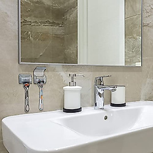 2 Pcs Plastic Razor Holders with Cover for Shower Wall, Self Adhesive Waterproof Razor Rack for Bathroom, Compatible with Fusion 5 Proglide, Mach 3 Classic(Grey)