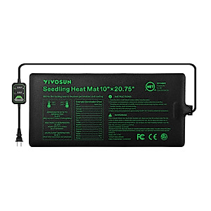 VIVOSUN 10"x20.75" Seedling Heat Mat with Built-in Temperature Controller, UL & MET-Certified Waterproof Plant Heating Pad for Germination, Hydroponics, Brewing, Breeding, and Greenhouses