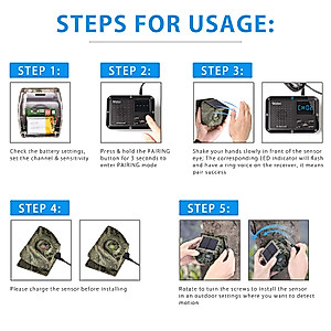 Solar Driveway Alarm Wireless Outside 1800ft Range, Outdoor Motion Sensor & Detector Driveway Alert System with Rechargeable Battery/Weatherproof/Mute Mode (1&3-Camouflage)