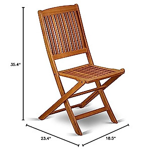 East West Furniture Cameron Foldable Patio Dining Chairs-Acacia Wood, Set of 2, Natural Oil