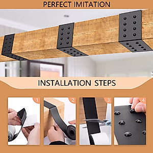 5ft Faux Wood Beam Strap，Flexible Beams Gap Hiding Strap, Wood Beams Metal Look Strap，Architectural Products for Faux Wood Beams,Ceiling Beam and Cabin Shutters Accessories (2.36"Width)
