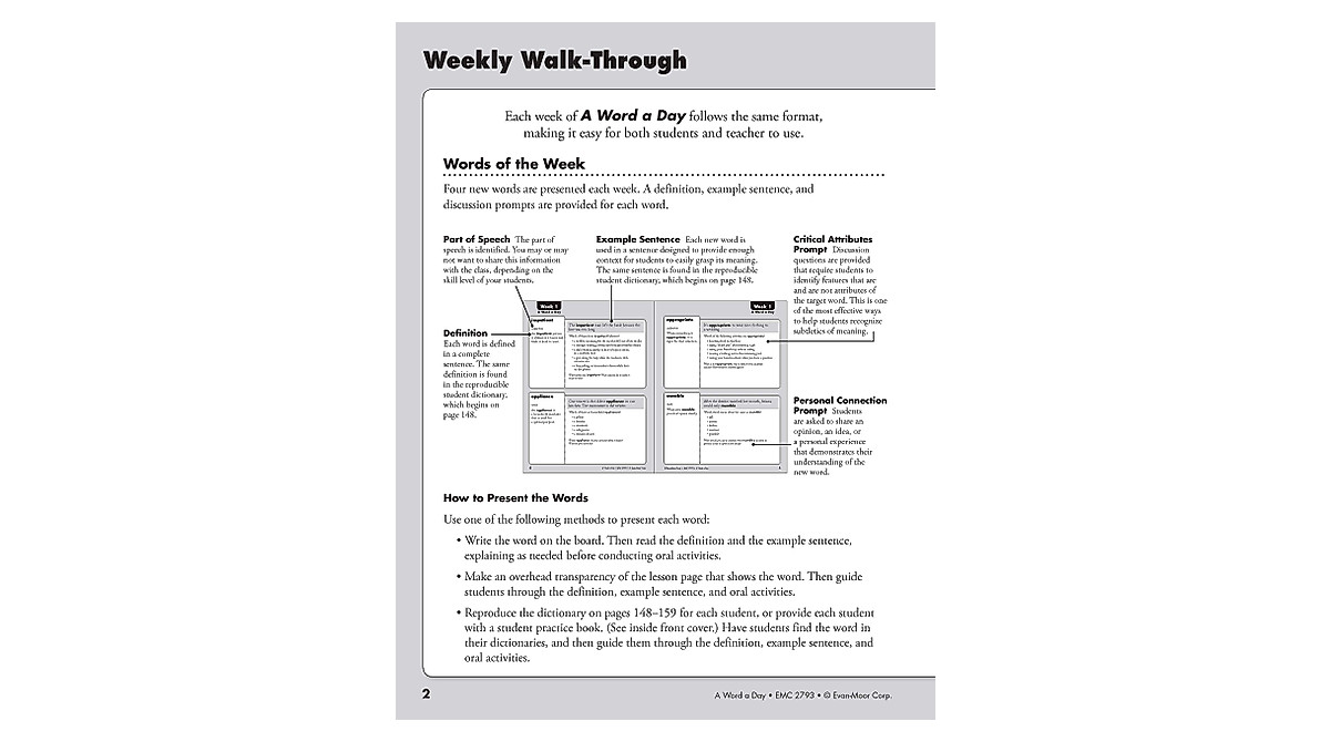 A Word a Day, Grade 3 Teacher Edition - Enhance Vocabulary