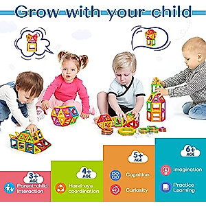 Magnetic Tiles Magnet Blocks - 40 PCS 3D Magnetic Building Tiles Toys for Kids Set
