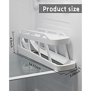 HAHOME Egg Holder for Fridge, Egg Dispenser Auto Rolling Egg Tray Storage and Organizer, Space-Saving Egg Roller for Refrigerator, White 2PCS